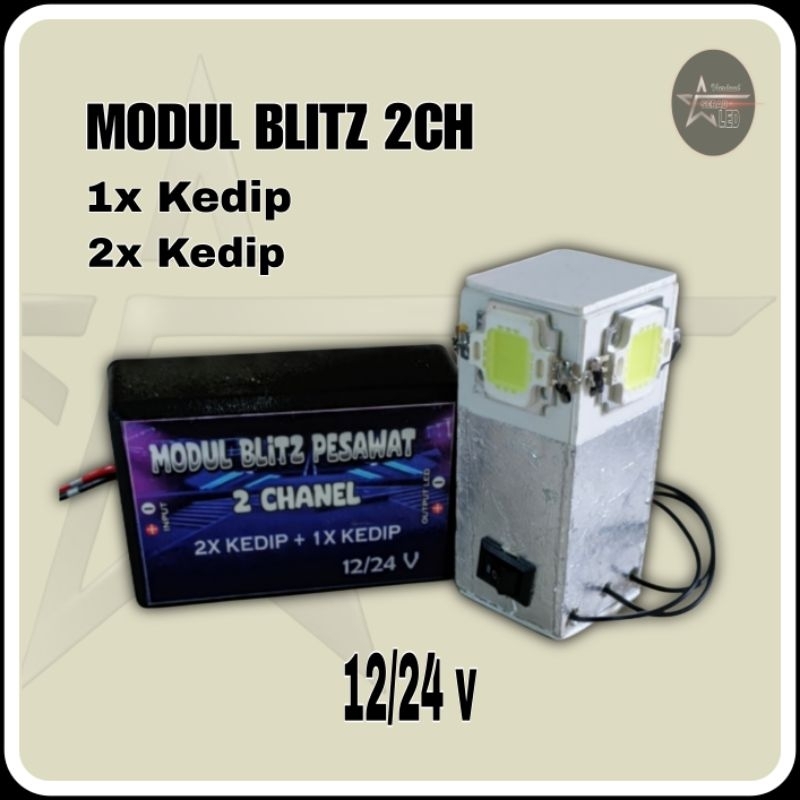 Jual Modul + Lampu blitz pesawat 2 channel menggunakan 4 led hpl 12/24 ...