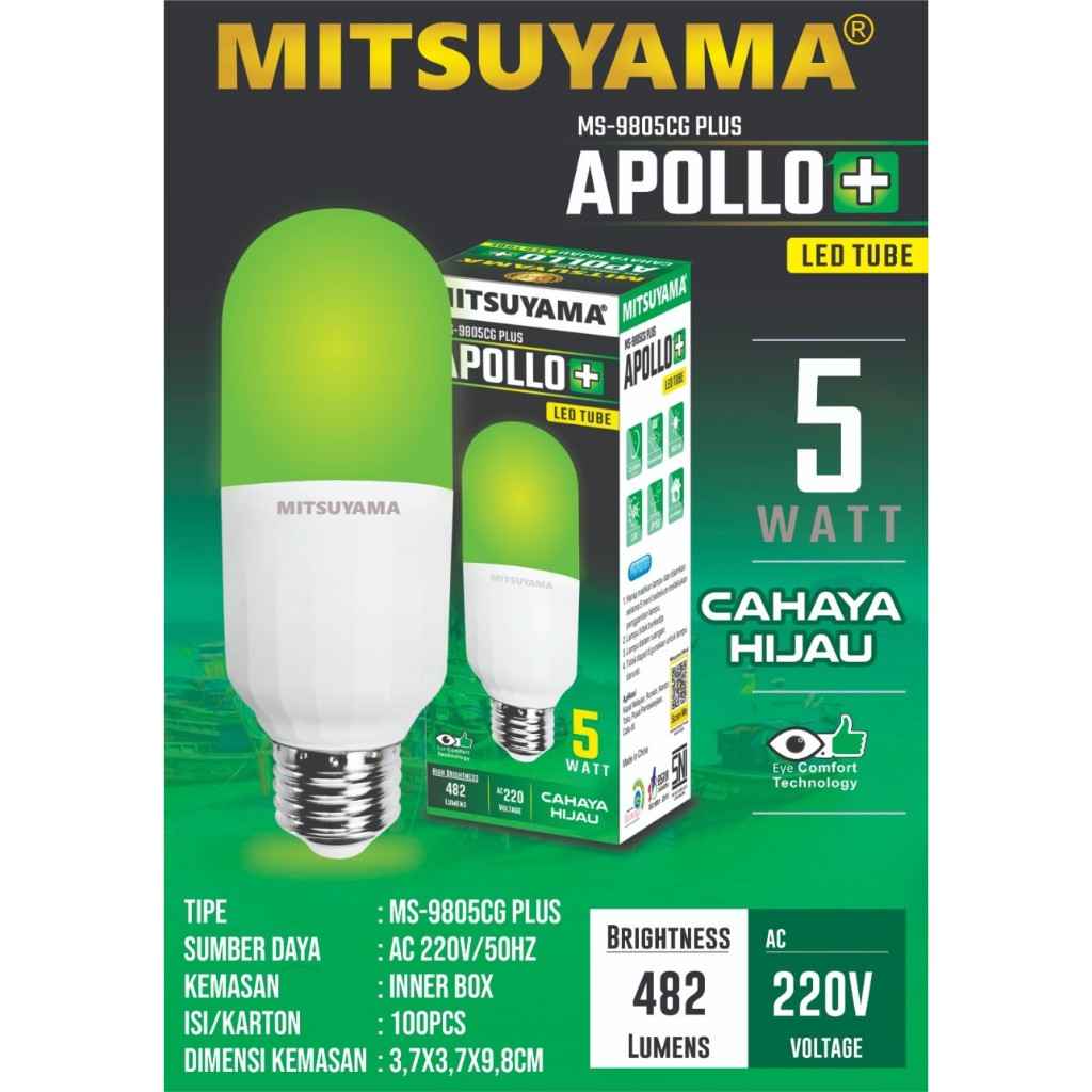 Jual Lampu Led Tube Mitsuyama Apollo Plus Cahaya Hijau MS-98xxCG PLUS | Shopee Indonesia
