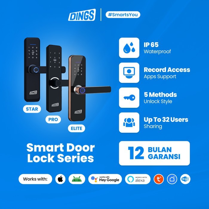 Jual DINGS Smart Door Lock Gagang Pintu Pintar Smart Home Handle RFID ...