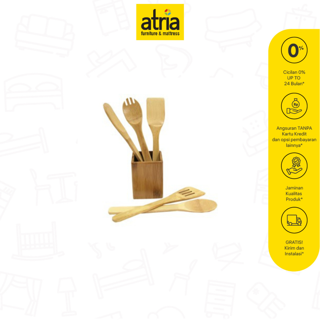 Jual Atria Sepatula Bambu Set isi 5 dengan kotak penyimpanan | Shopee ...