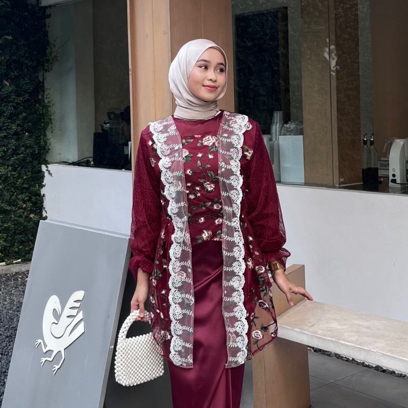 Jual One Set Wanita Kekinian Amora Tulle Gardenia Warna Mix Renda Full ...