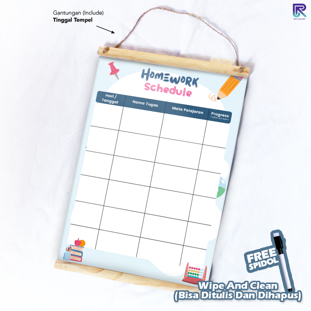 Jual RHA GALLERY Planner Home Work Jadwal Kelas Tugas Kelas Siswa Wipe ...
