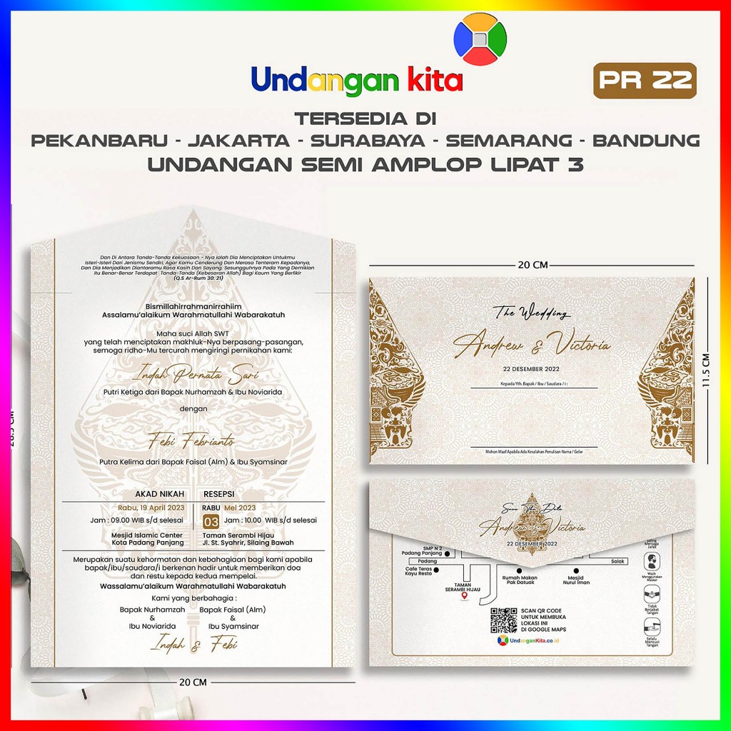 Jual Undangan Pernikahan Brief Card Bentuk Semi Amplop Elegan Rustic ...