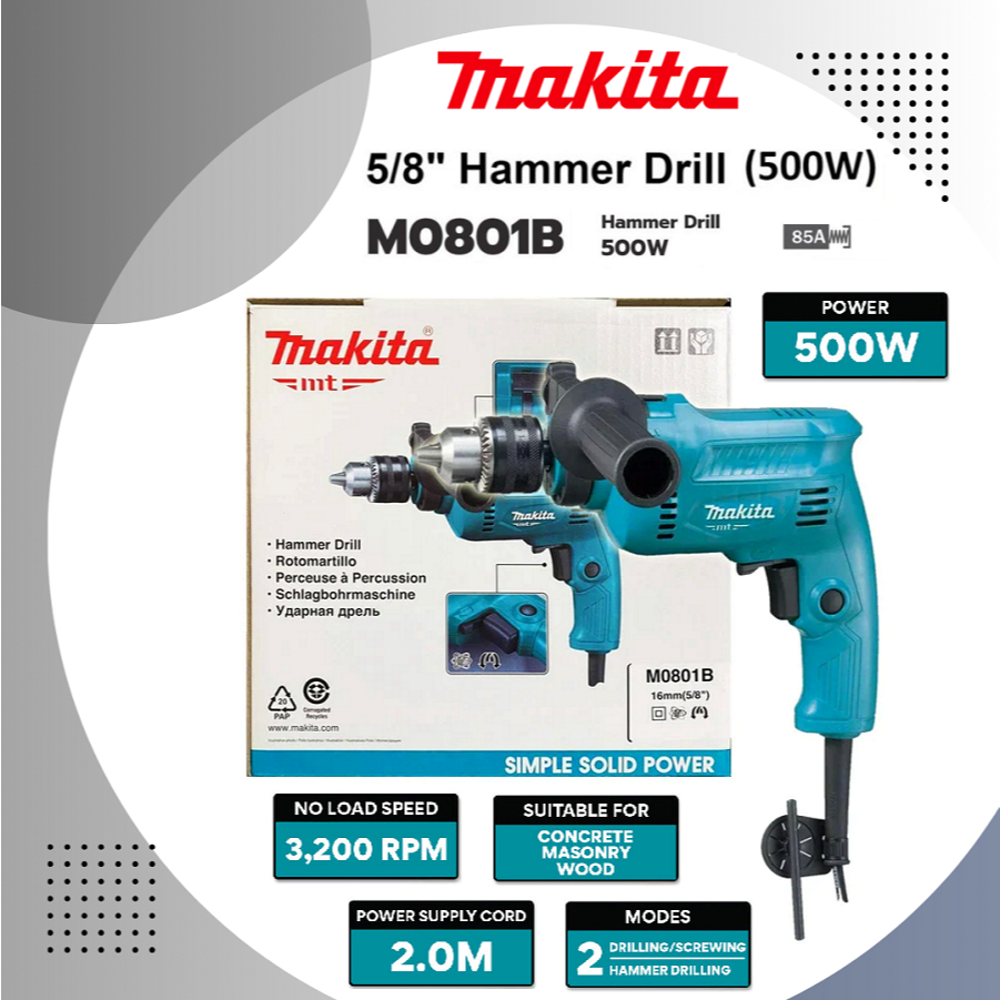 Jual MAKITA M0801B mesin bor tembok 13mm M 0801 B hammer drill | Shopee Indonesia