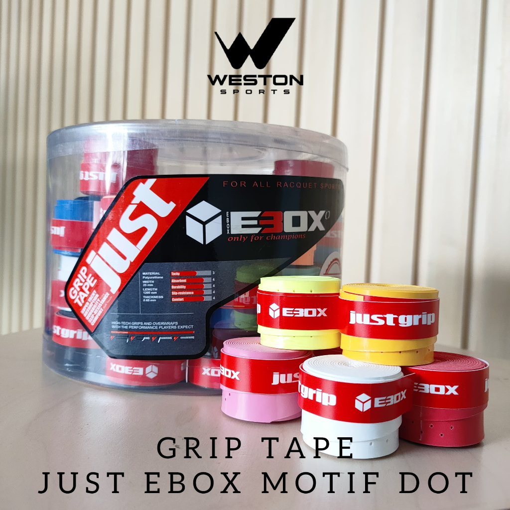 Jual GRIP Tape JUST-01 EBOX MOTIF DOT / BINTIK Raket Badminton Tennis ...