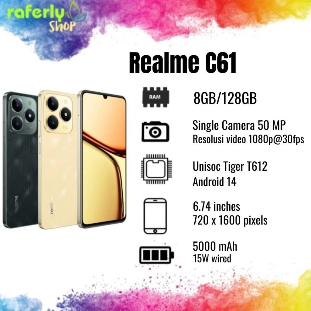 Jual Official realme C61 8+128 (50MP AI Camera | 90Hz Eye Comfort Display | 7.84mm Ultra Slim ...