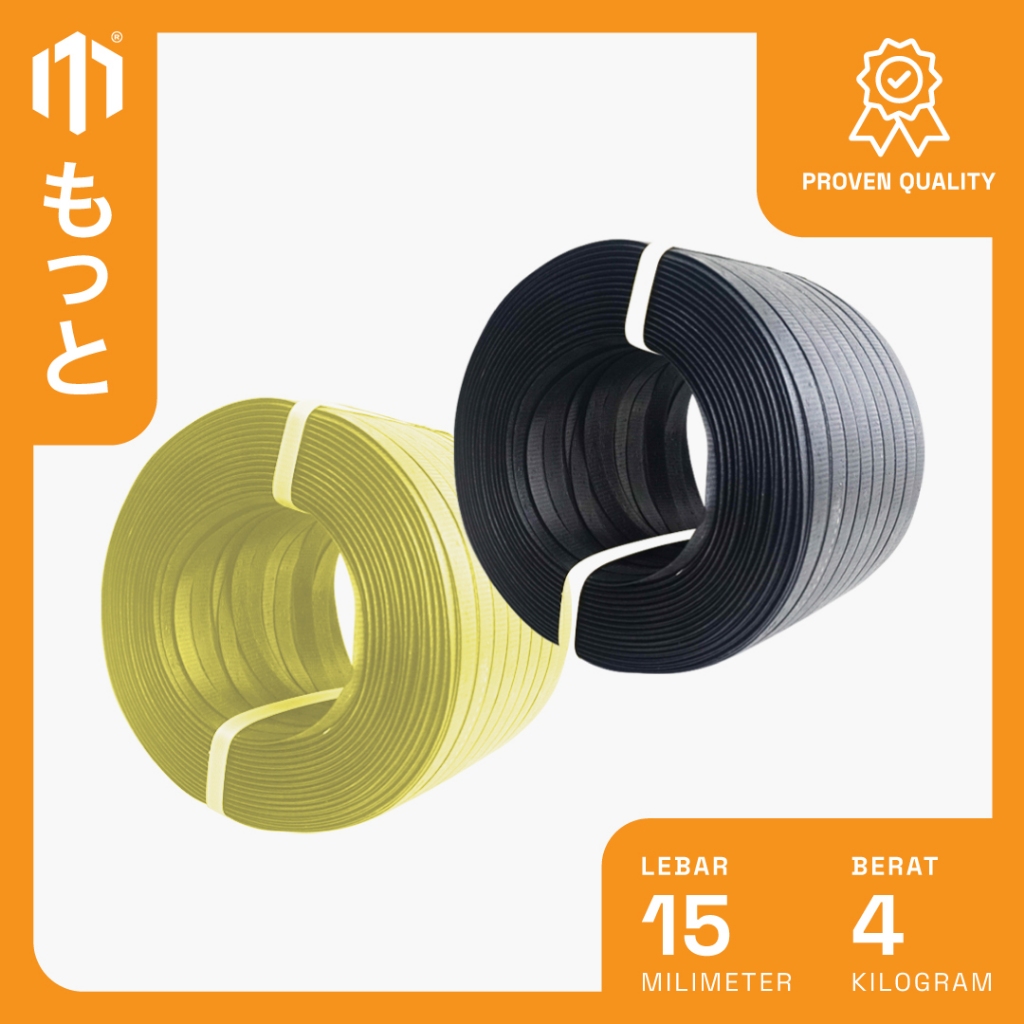Jual Tali Strapping Band 15MM x 4KG Kuning/Hitam - Manual - 1 Roll ...