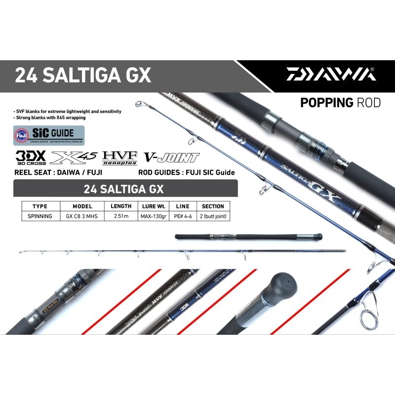 Jual Joran Popping Daiwa SALTIGA GX 2024 | PE 3 | PE 4 | PE 4-6 | SPINNING | ALAT PANCING ...