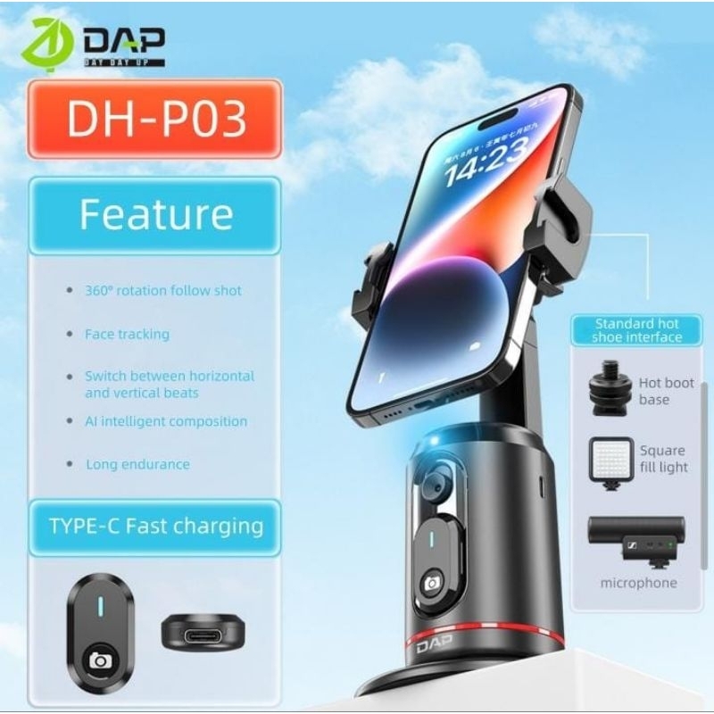 Jual DAP tripod 360 autoface DH-P03 tracking camera 360° | Shopee Indonesia