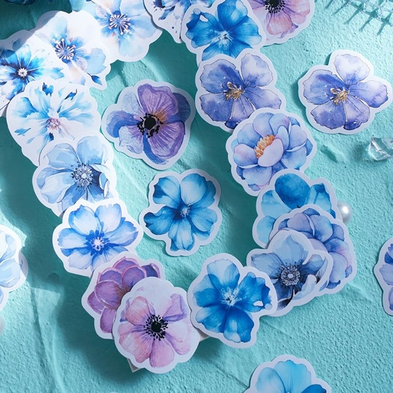 Jual STIKER JOURNALING SCRAPBOOK BLUE FLOWER | Shopee Indonesia