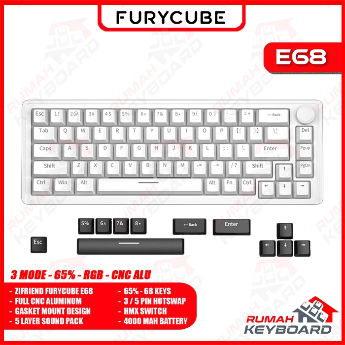 Jual FURYCUBE E68 - 3 Mode - RGB - 65% - CNC Alumunium - Hotswap - Mechanicals Keyboard | Shopee ...