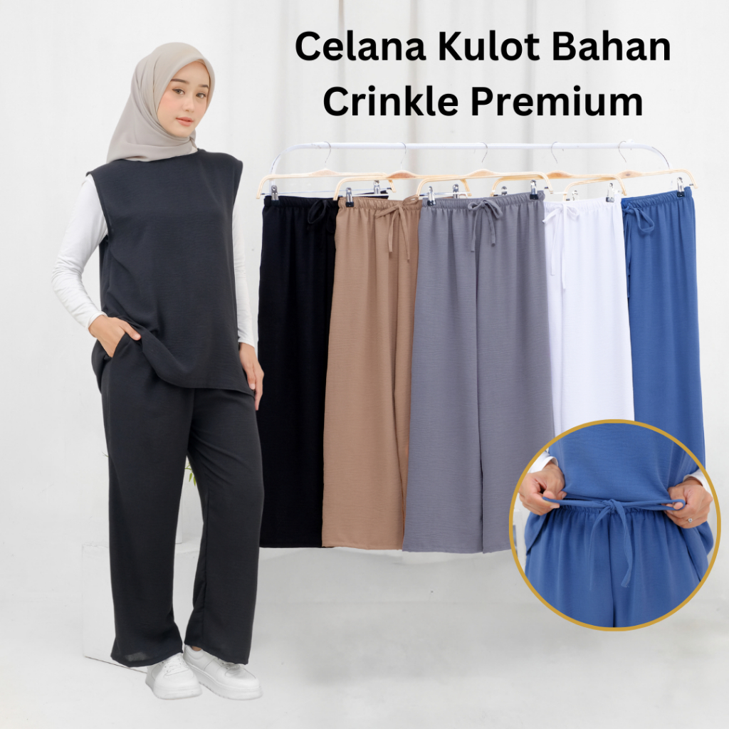 Jual Celana Kulot Crinkle Airflow Bahan Premium dengan tali serut ...