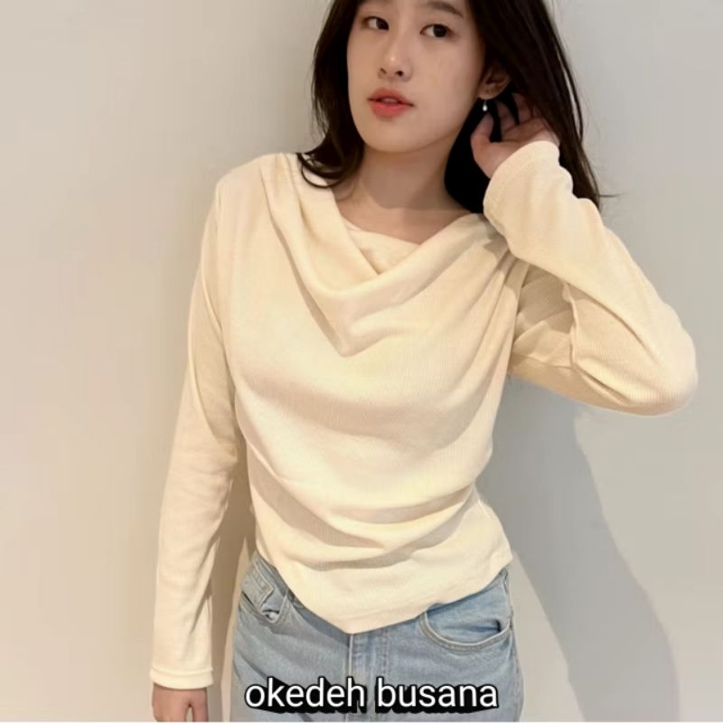 Jual APRIL TOP | Atasan knit wanita korean top baju knit wanita lengan panjang basic long sleeve ...