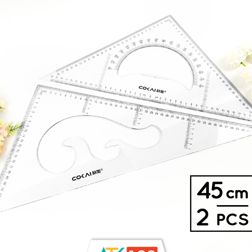 Jual FG2 Penggaris Mistar Segita Busur Derajat Mal Pola Lengkung Kurva ...