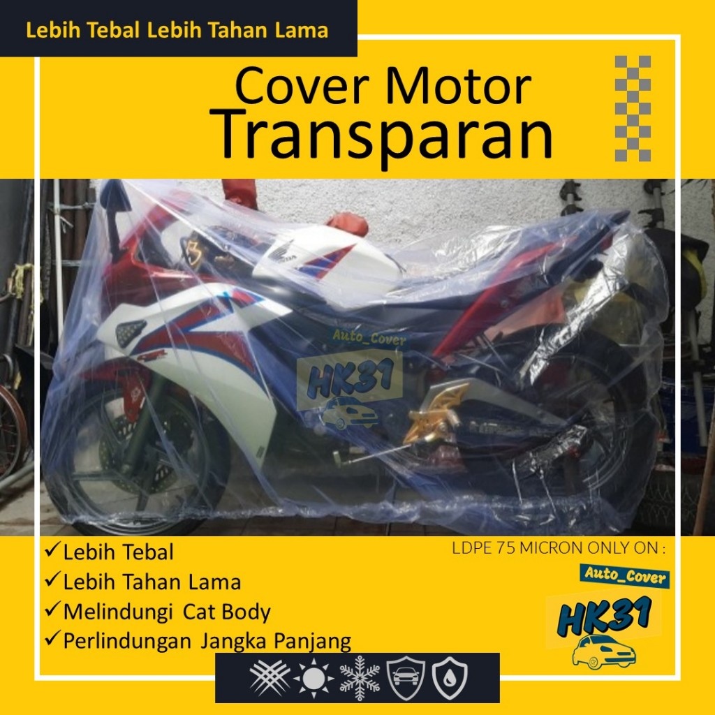 Jual COVER MOTOR TRANSPARAN - SARUNG MOTOR TRANSPARAN PLASTIK TEBAL ...