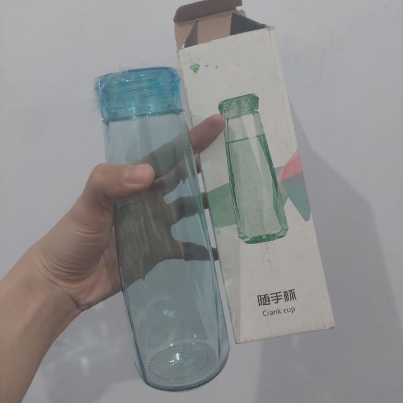 Jual Botol Minum Kaca Kristal 450ml Termos Air Aesthetic Estetik Biru ...