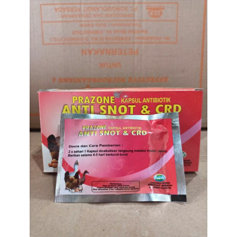 Jual Prazone Antibiotik Atasi Snot Crd Ayam ENTOK Itik Unggas 15 Sachet ...