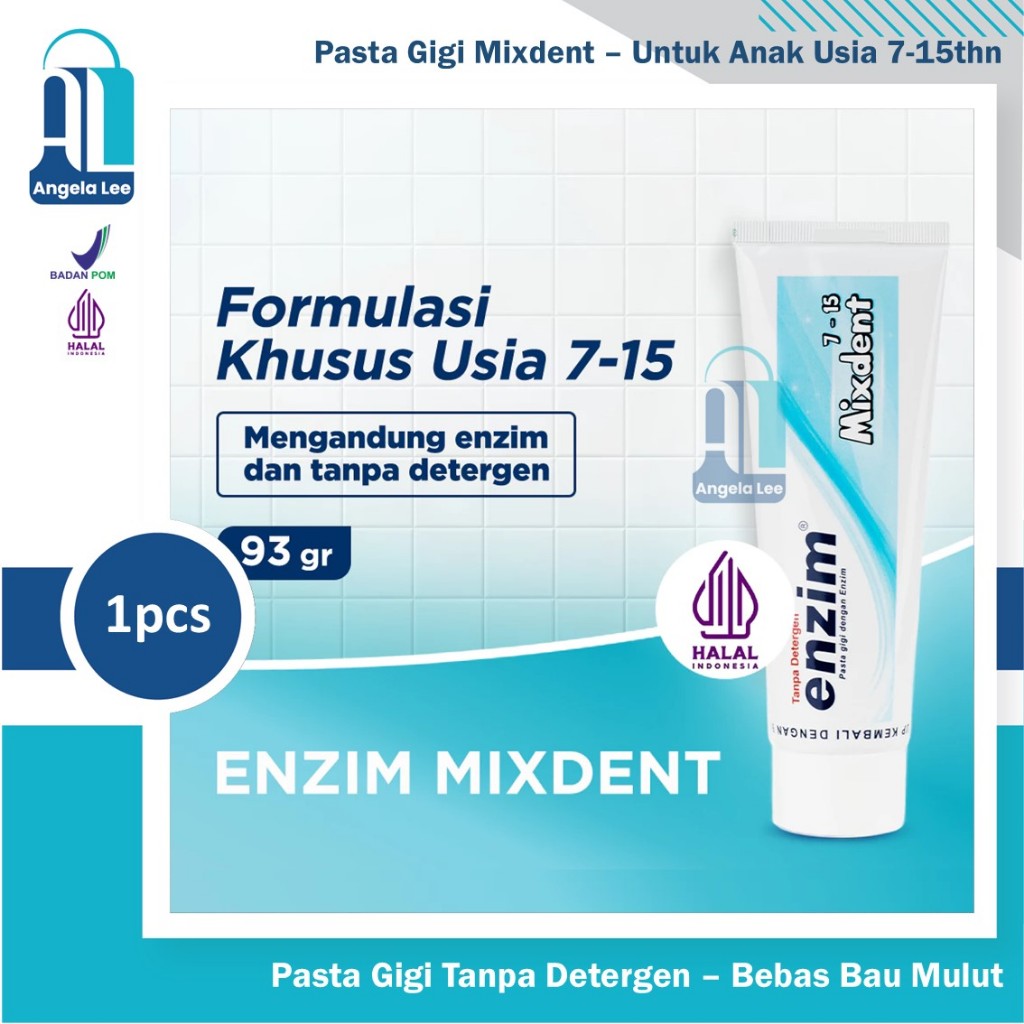 Jual Enzim Mixdent Toothpaste Pasta Gigi Anak Usia 7-15th Cegah Gigi Berlubang 93gr | Shopee ...