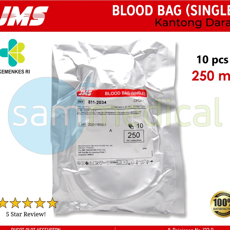 Jual JMS Blood Bag Single - 250 ml / Kantong Darah / Kantung Penyimpan ...