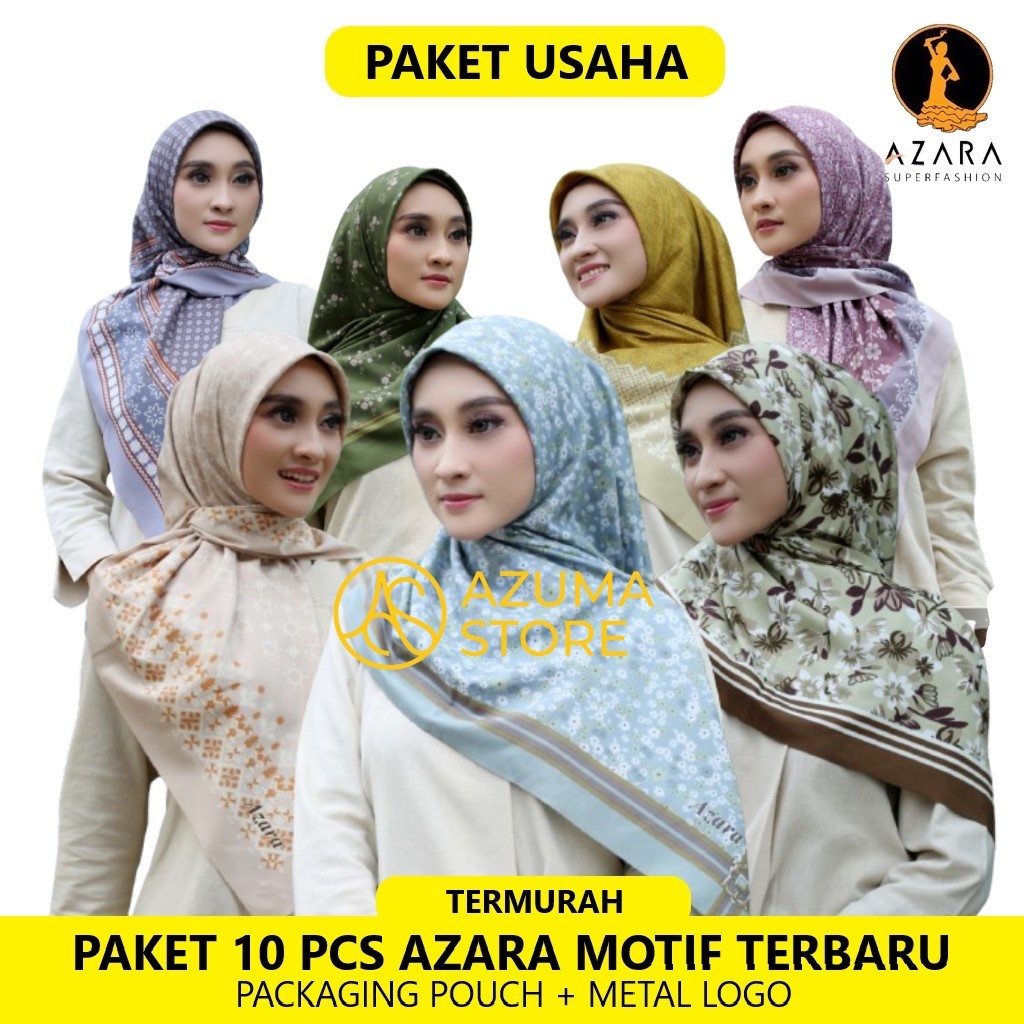 Jual 10 Pcs Hijab Segi Empat Voal Azara Oskara Motif Laser Cut Packing ...