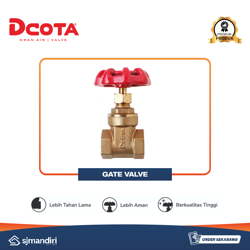 Jual Dcota Gate Valve 1/2" & 3/4" Katup Keran PAM Stop Kran Drat Dalam Kuningan Brass PDAM Dcota ...