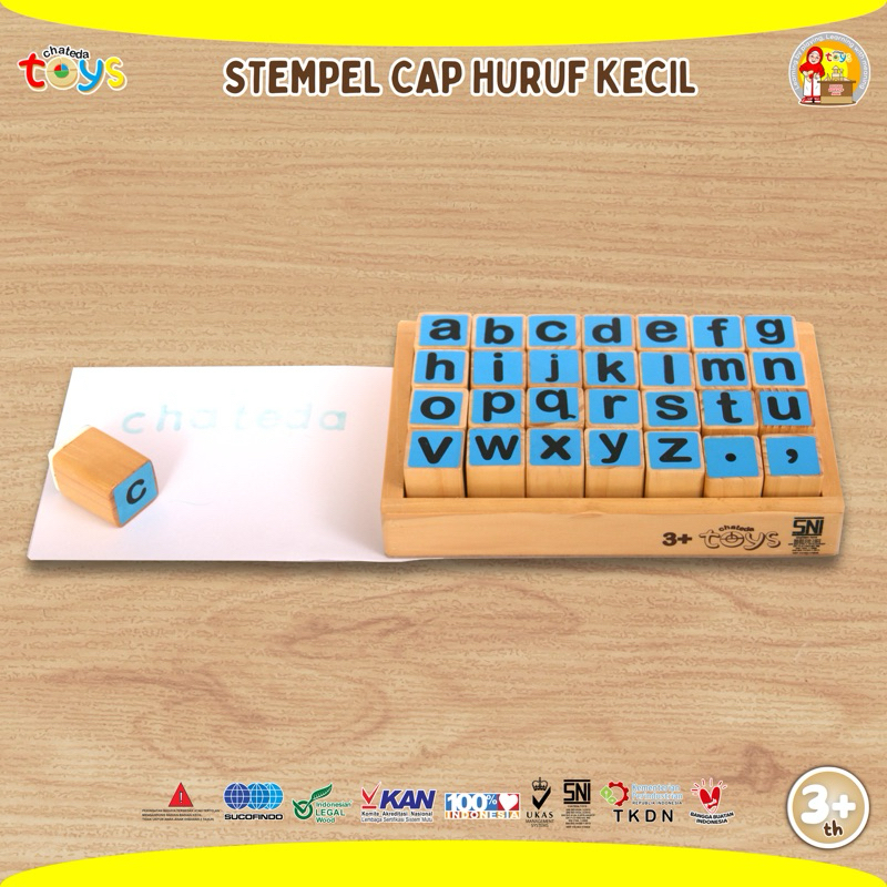 Jual Stempel Cap Huruf Kecil Mainan Edukasi Kayu Pinus Chateda Toys ...