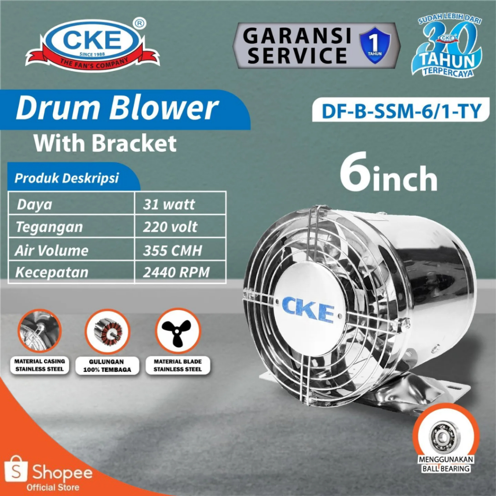 Jual CKE Drum Blower 6" Inch Mini Inline Duct Fan Metal Stainless / Air ...