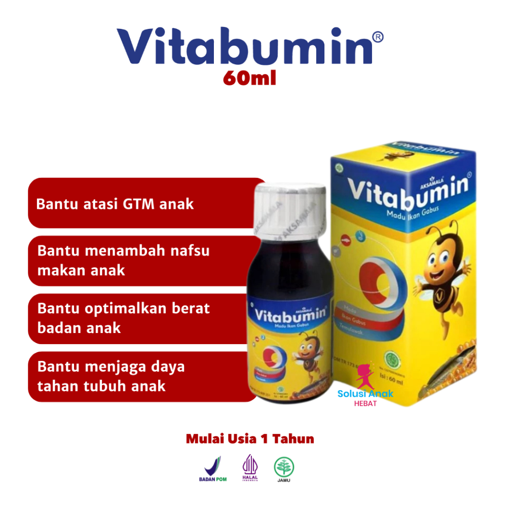 Jual Vitabumin 60ml - Madu Albumin Ikan Gabus Penambah Nafsu Makan Anak ...