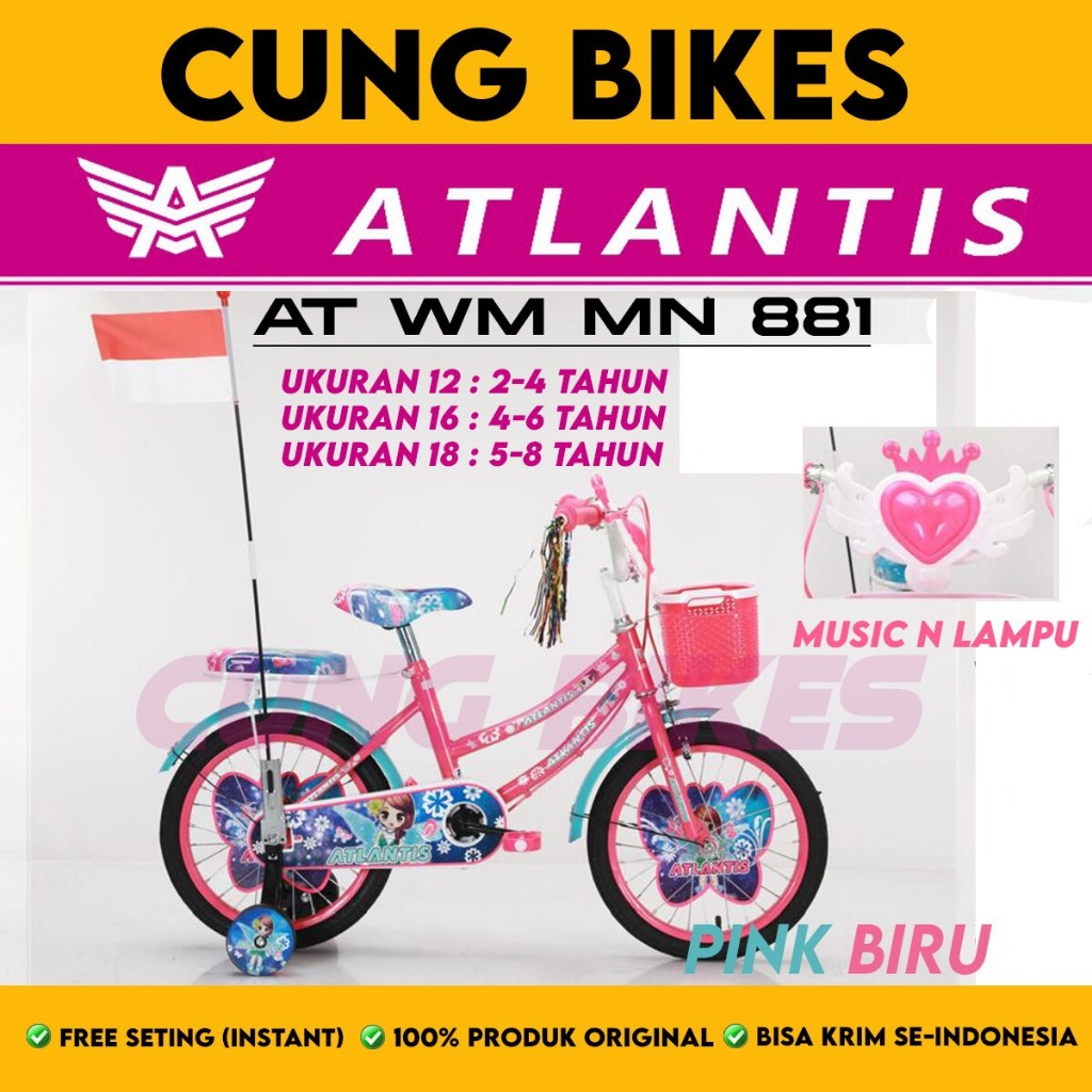 Jual Sepeda Anak Perempuan mini ATLANTIS 881 princes Ukuran 12 16 18 ...