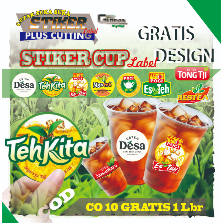 Jual STIKER label ES TEH | CETAK STIKER label ES TEH CUSTOM | CETAK ...