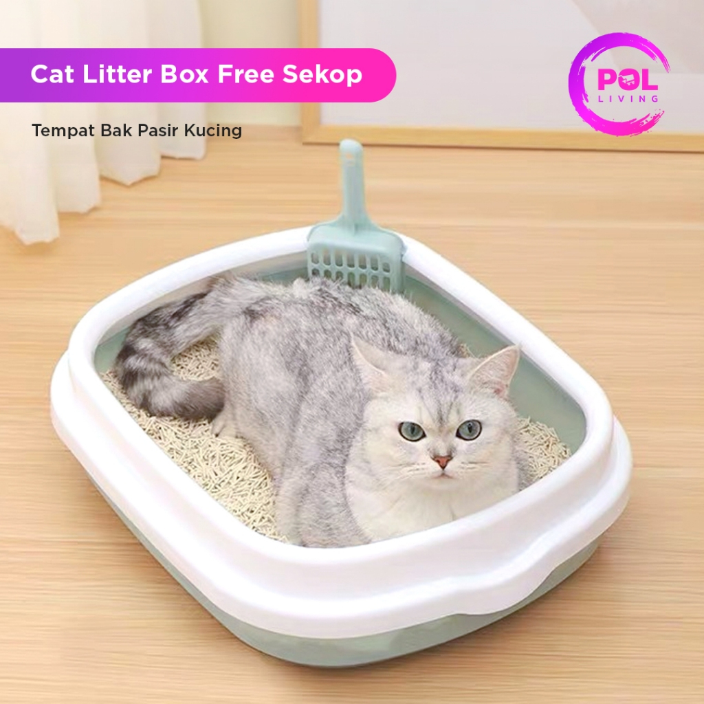 Jual POL - Tempat Bak Pasir Kucing Free Sekop Cat Litter Box | Shopee ...