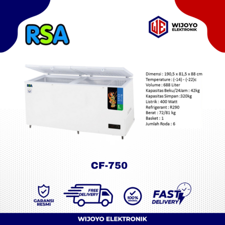 Jual CHEST FREEZER RSA CF-750 BIG 2 PINTU THERMOMETER DIGITAL | Shopee ...