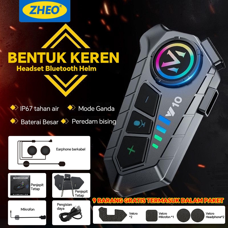 Jual Y10 Headset Bluetooth 5.3 Helm Sepeda Motor Bluetooth Headset ...