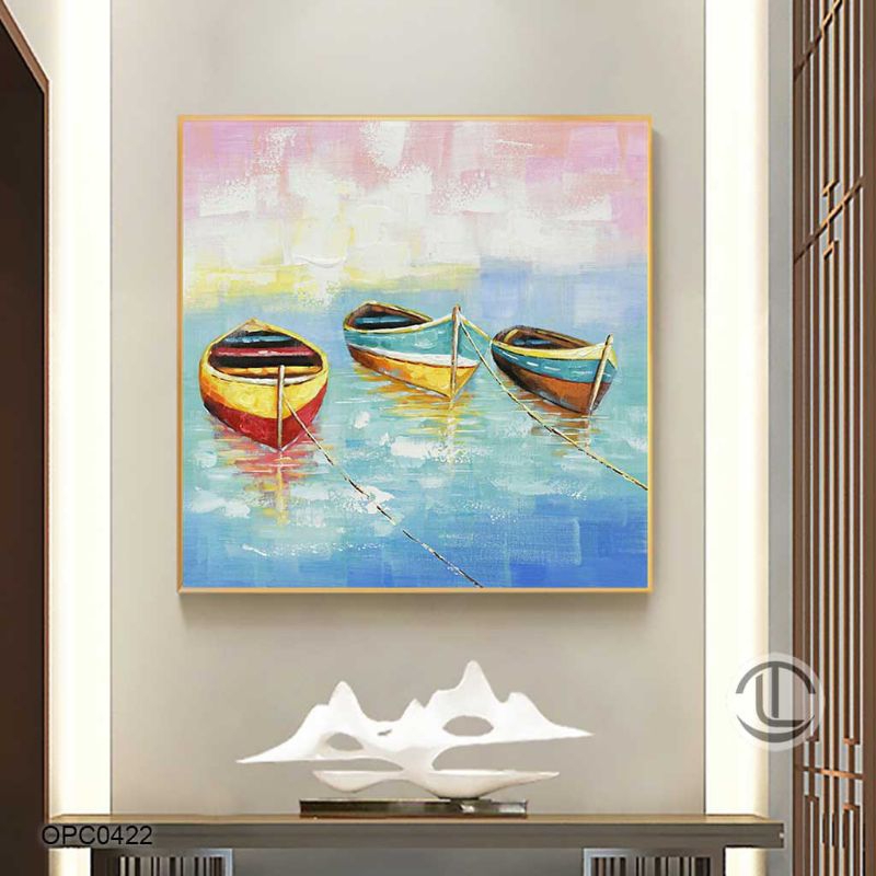 Jual Lukisan Perahu Abstrak Tekstur Timbul, Pajangan dinding aesthetic ...