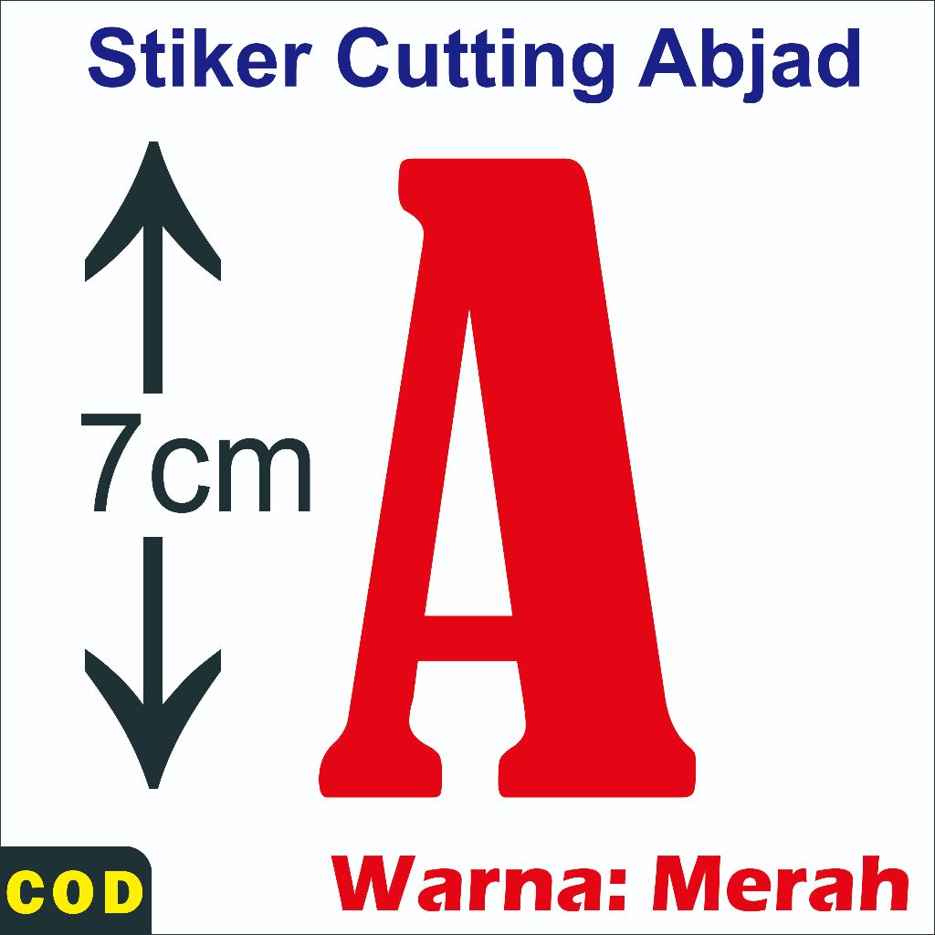 Jual stiker cutting huruf - warna merah satu warna - tinggi 7cm - bahan ...