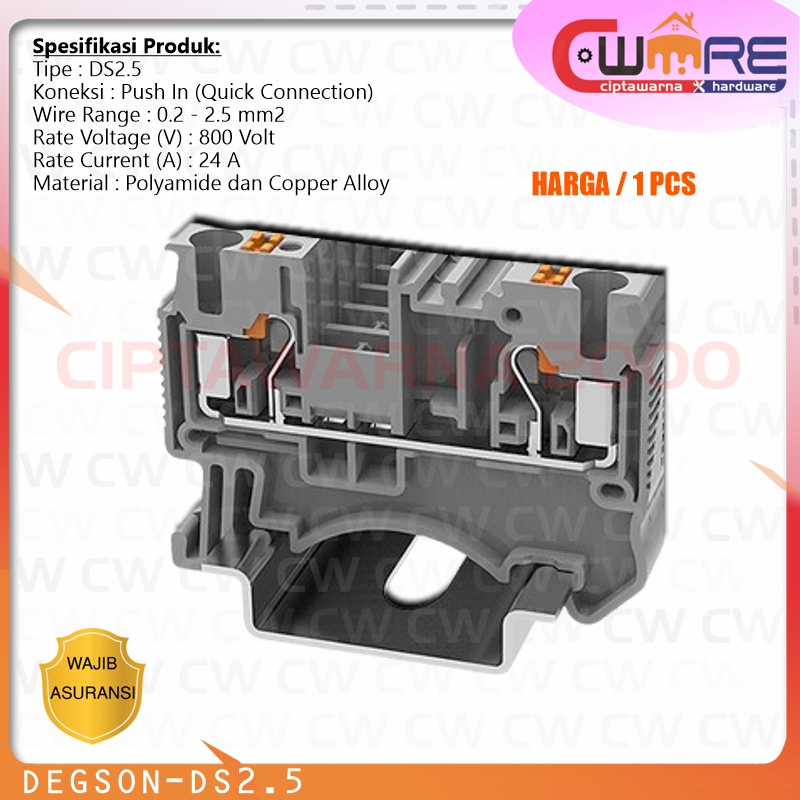 Jual Push In Terminal Block DS2.5 Listrik Degson End Plate Jumper Dan End Stopper | Shopee Indonesia