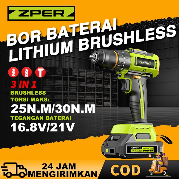 Jual ZPER Mesin Bor 3in1 Cordless Impact Drill Screwdriver Multifunction bor listrik Bor Beton ...