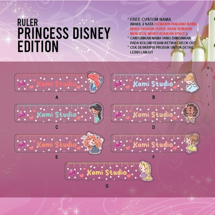 Jual PENGGARIS AKRILIK PRINCESS DISNEY/ PENGGARIS CUSTOM NAMA ...