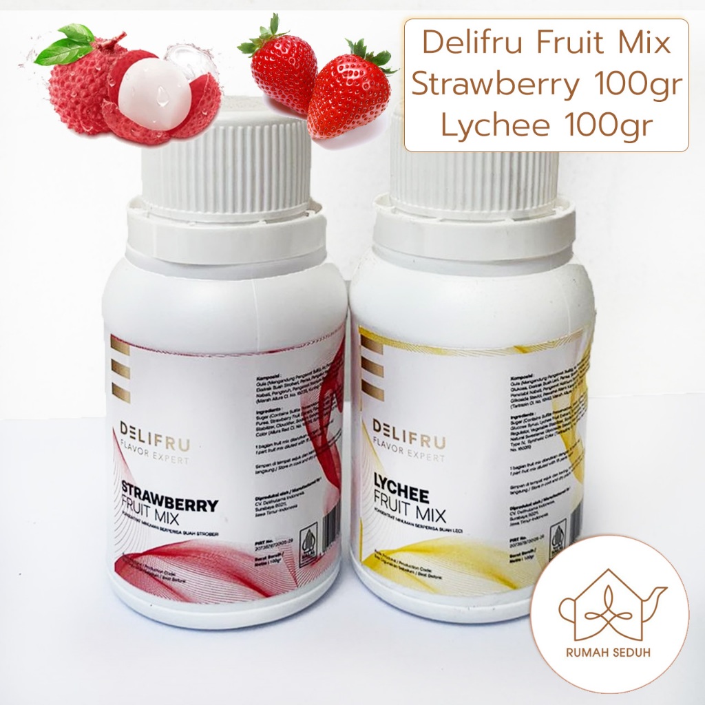 Jual Delifru Puree Fruit Mix 100gr - Lychee and Strawberry - Buah Leci ...