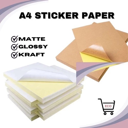 Jual Kertas Stiker Label Matte kertas kraft Coklat A4 175GSM Kertas ...