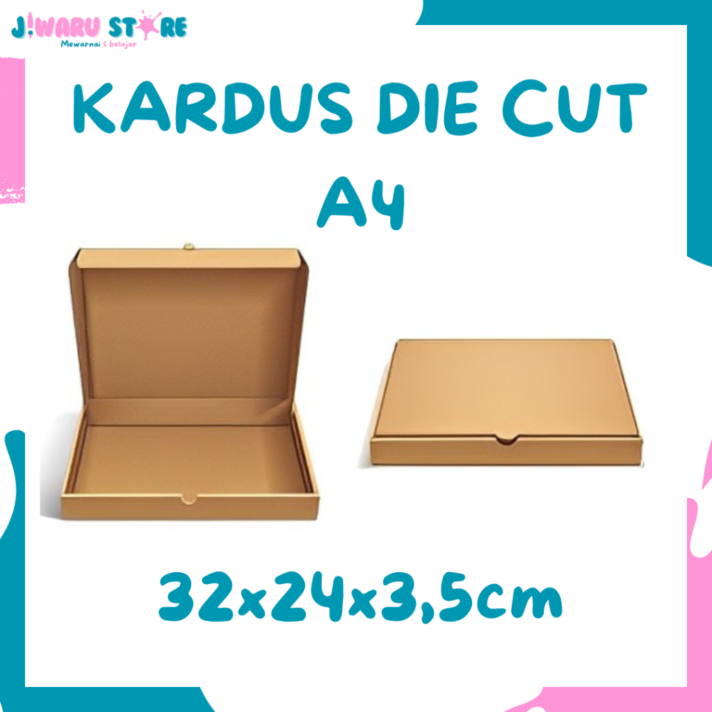 Jual Kardus die cut 32x24x3,5cm Karton box packing A4 | Shopee Indonesia