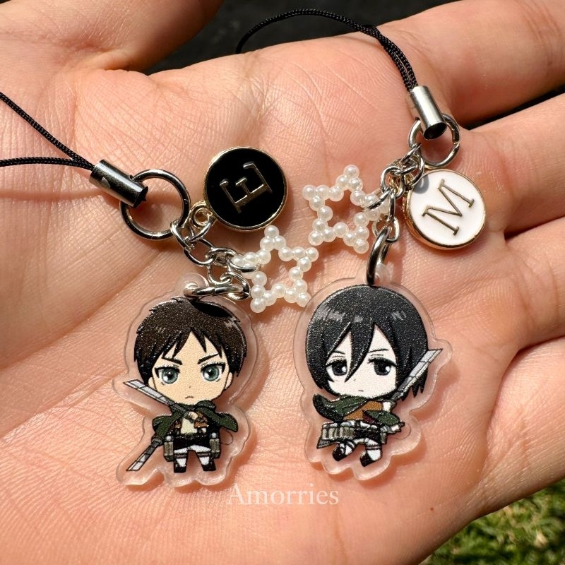 Jual Tali HP Attack On Titan Eren Levi Mikasa/ Keychain Anime Shingeki ...