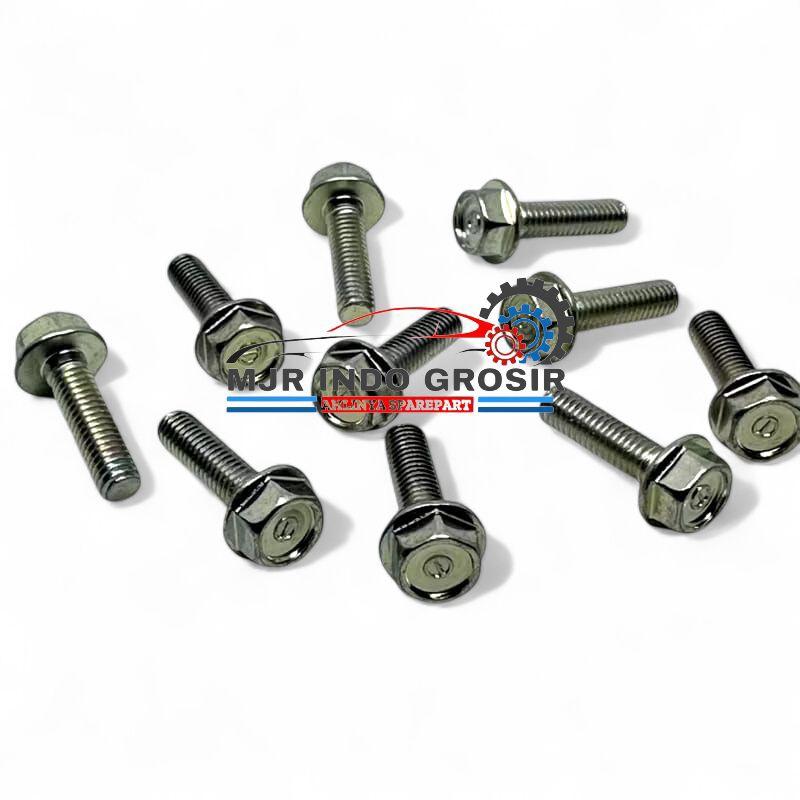 Jual 10pcs BAUT 10 FLTOPI M6x20 ORI BOLT FLANGE PANJANG 2cm ORIGINAL | Shopee Indonesia