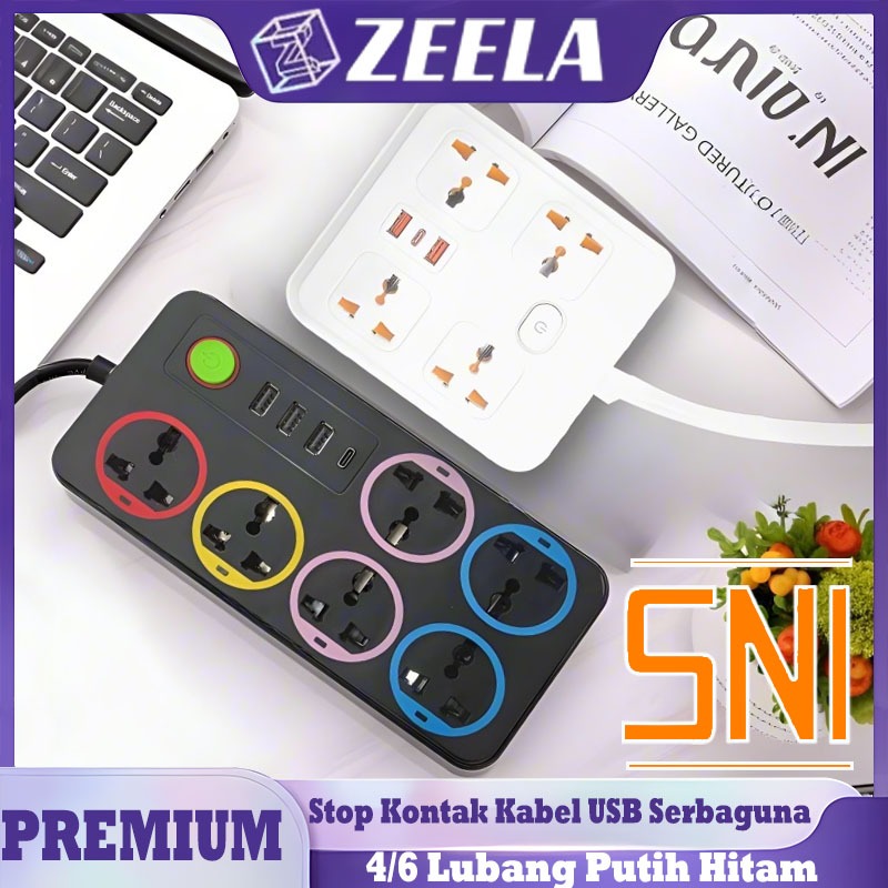 Jual Stop Kontak Kabel Colokan Listrik 6 IN 1 USB+Type C Power Socket ...