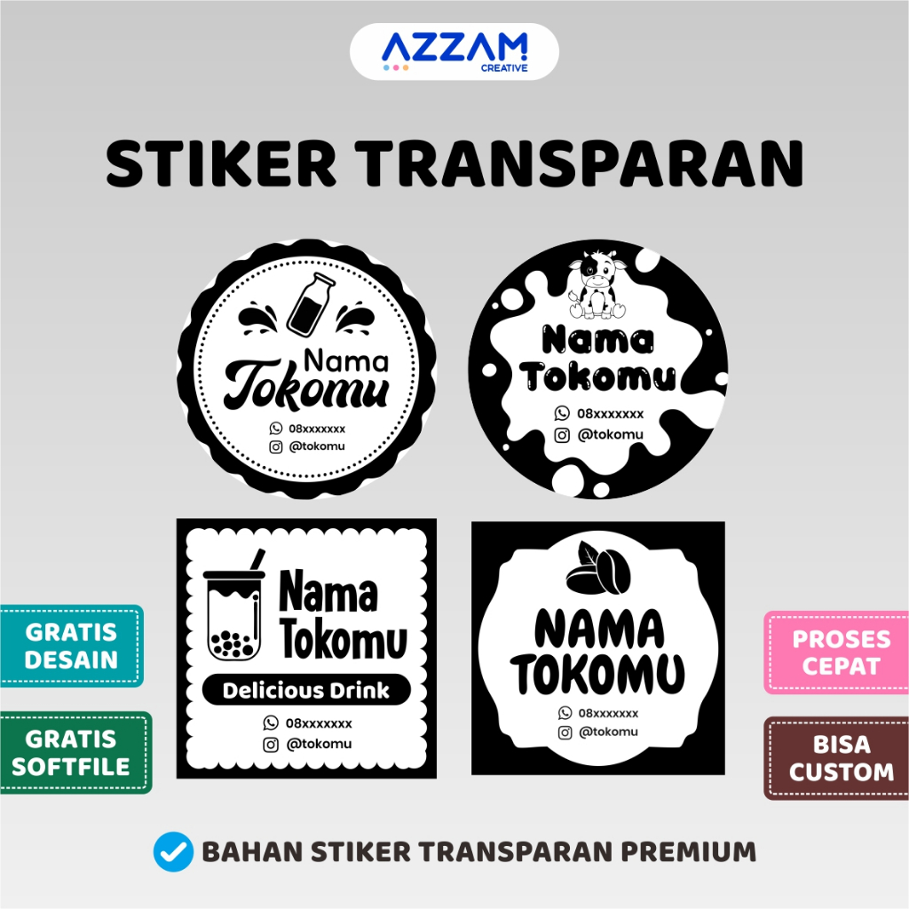 Jual STIKER TRANSPARAN / STIKER BENING / STIKER MINUMAN CUP / STIKER ...