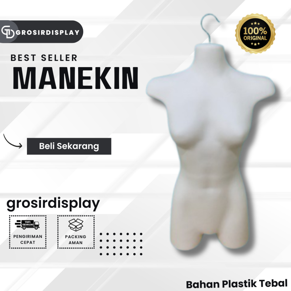 Jual Hanger Body Manekin Tebal Display Gantung Setengah Badan Depan ...