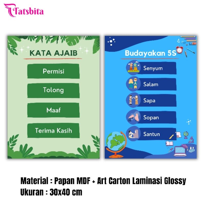 Jual TATSBITA Pajangan Hiasan Dinding Dekorasi Wall Decor Budayakan 5S (Senyum Salam Sapa Sopan ...