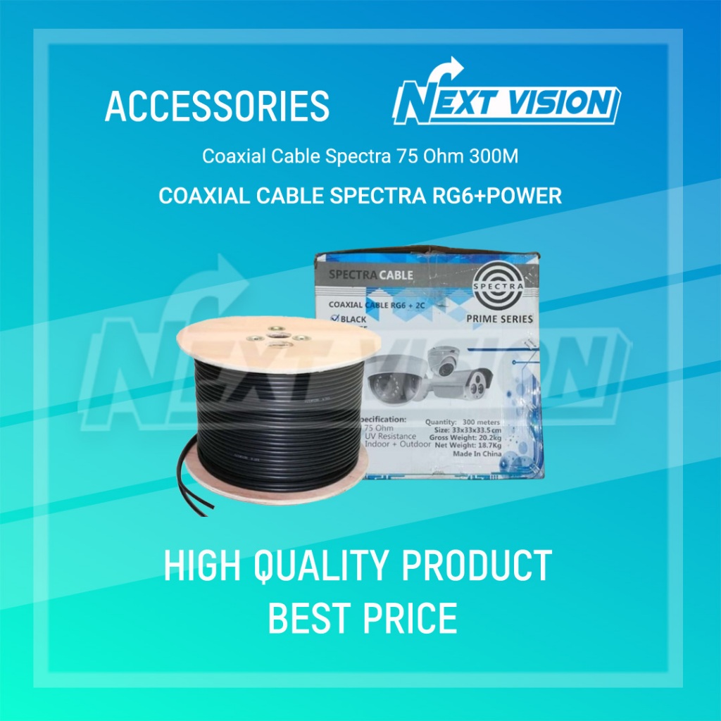 Jual KABEL COAXIAL RG6 + POWER SPECTRA 300 METER | Shopee Indonesia