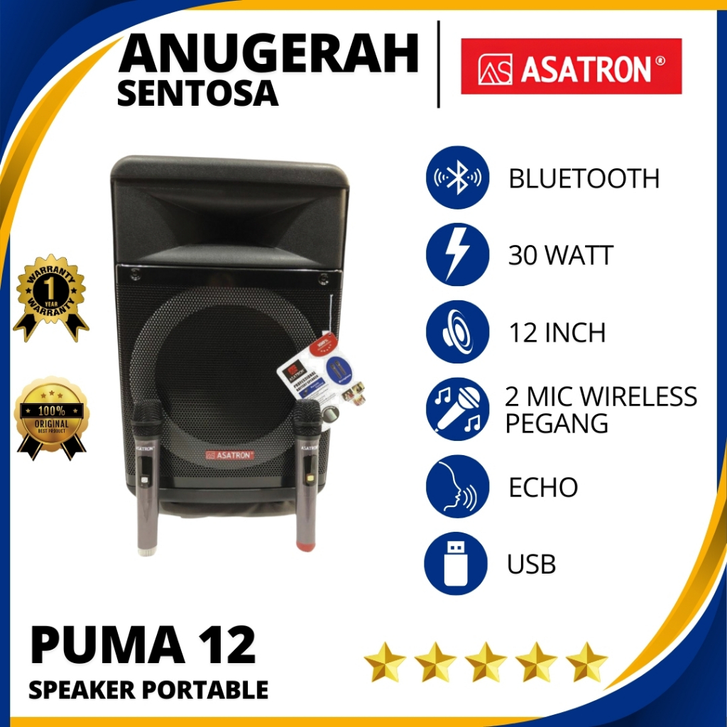 Jual Speaker Aktif Portable Wireless Bluetooth Asatron Puma 12 Inch ...