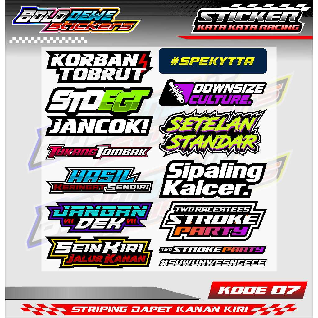 Jual STICKER PACK KATA-KATA RACING / STICKER RACING / STICKER MOTOR ...